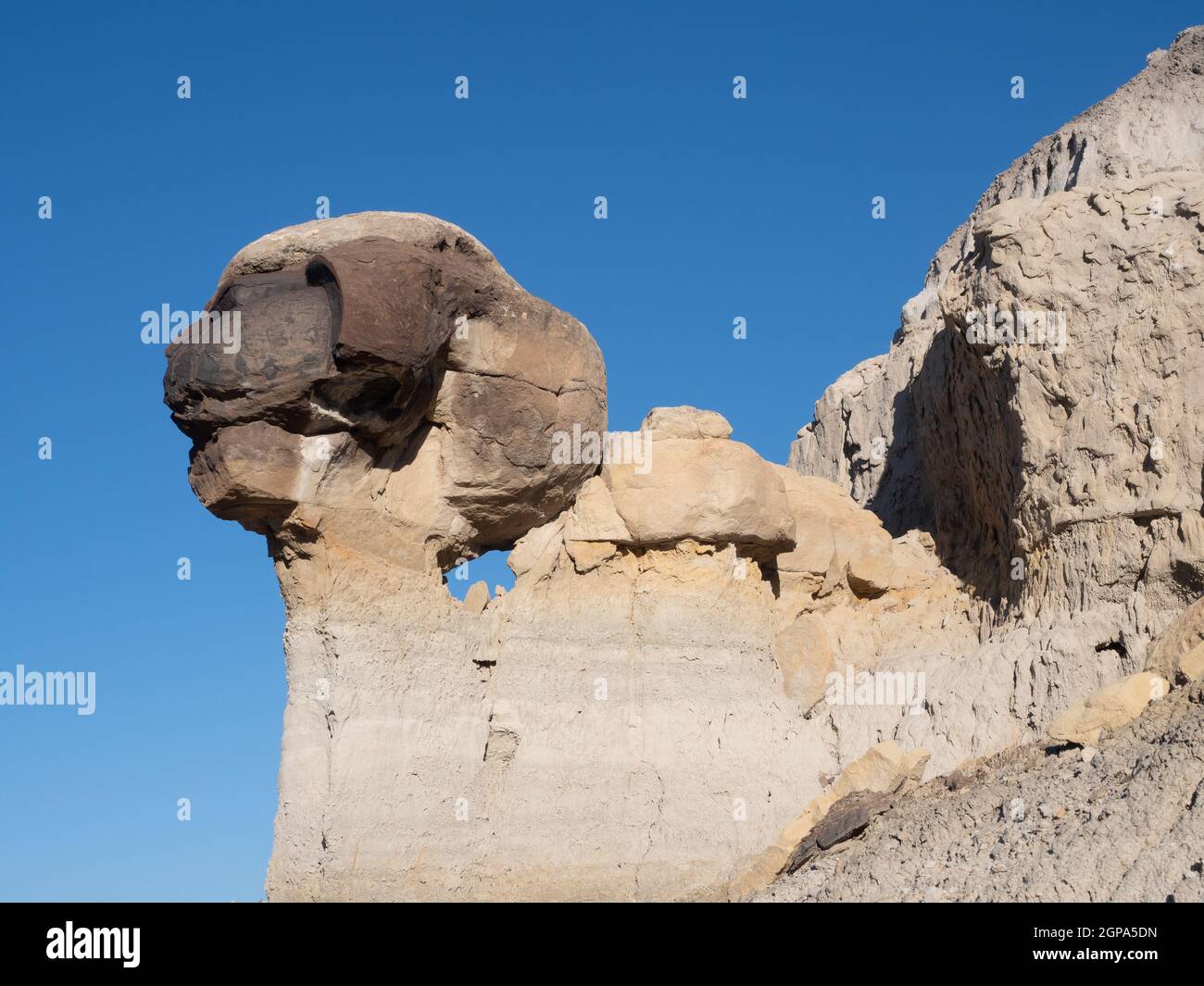 Close up of a hoodoo formation from eroded sandstone in Lybrook ...