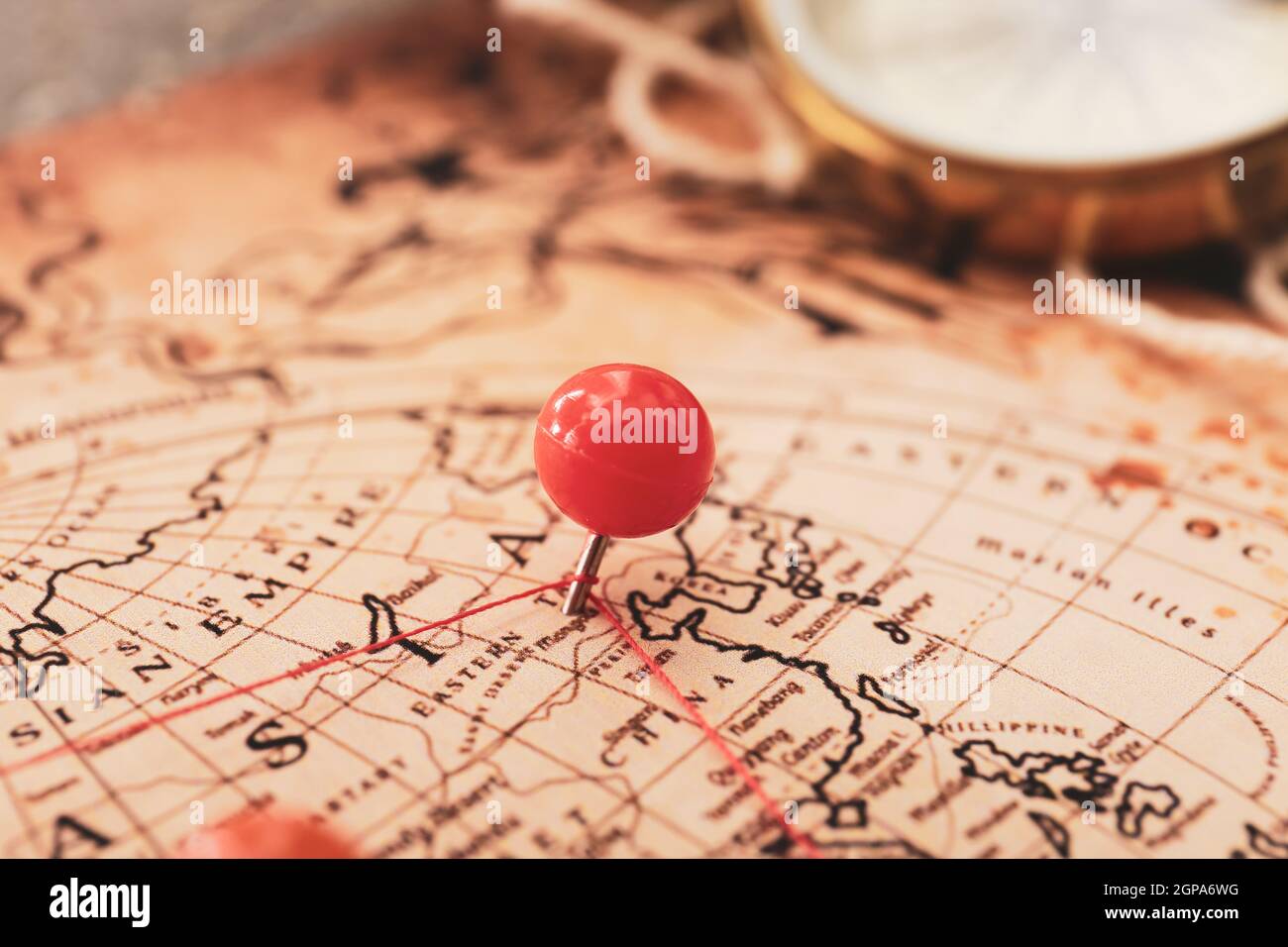 World map with pin, closeup Stock Photo - Alamy