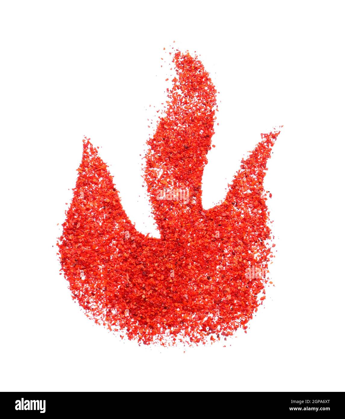 Flame made of red chili powder on white background Stock Photo - Alamy