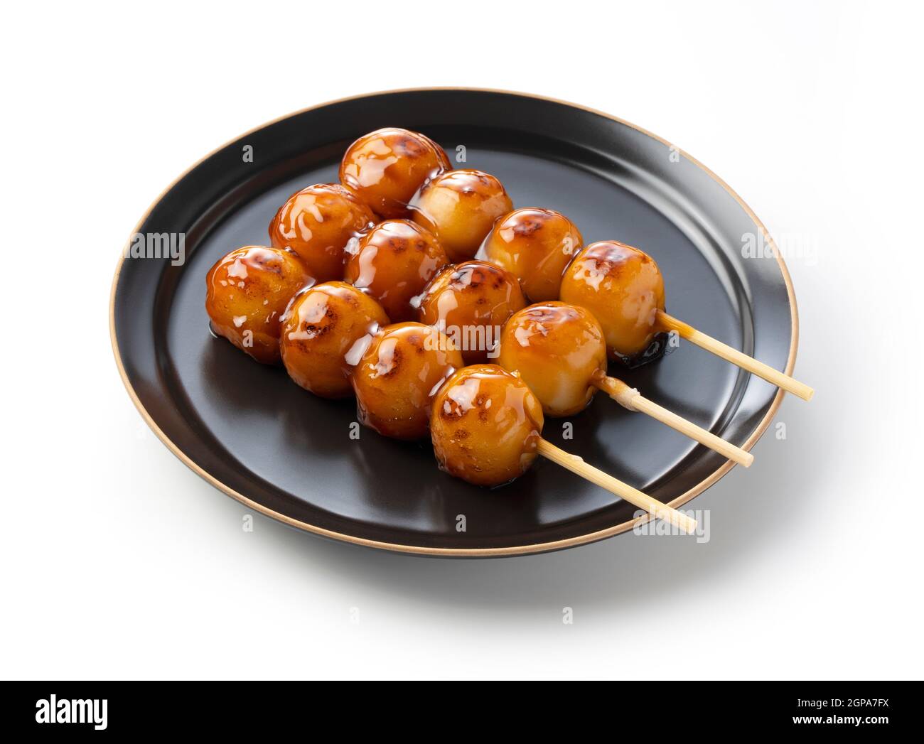 Mitarashi dango placed on a white background. Image of mitarashi dango ...