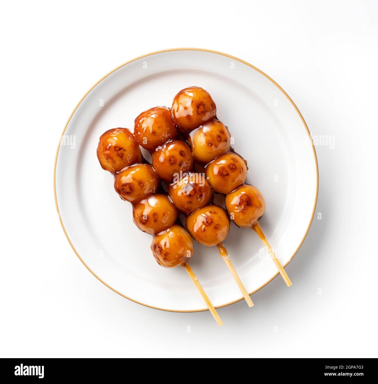 Mitarashi dango placed on a white background. Image of mitarashi dango ...