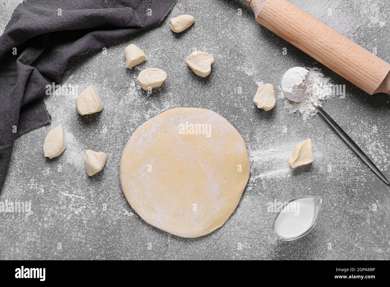 Yeast dough rolled on rolling hi-res stock photography and images - Alamy