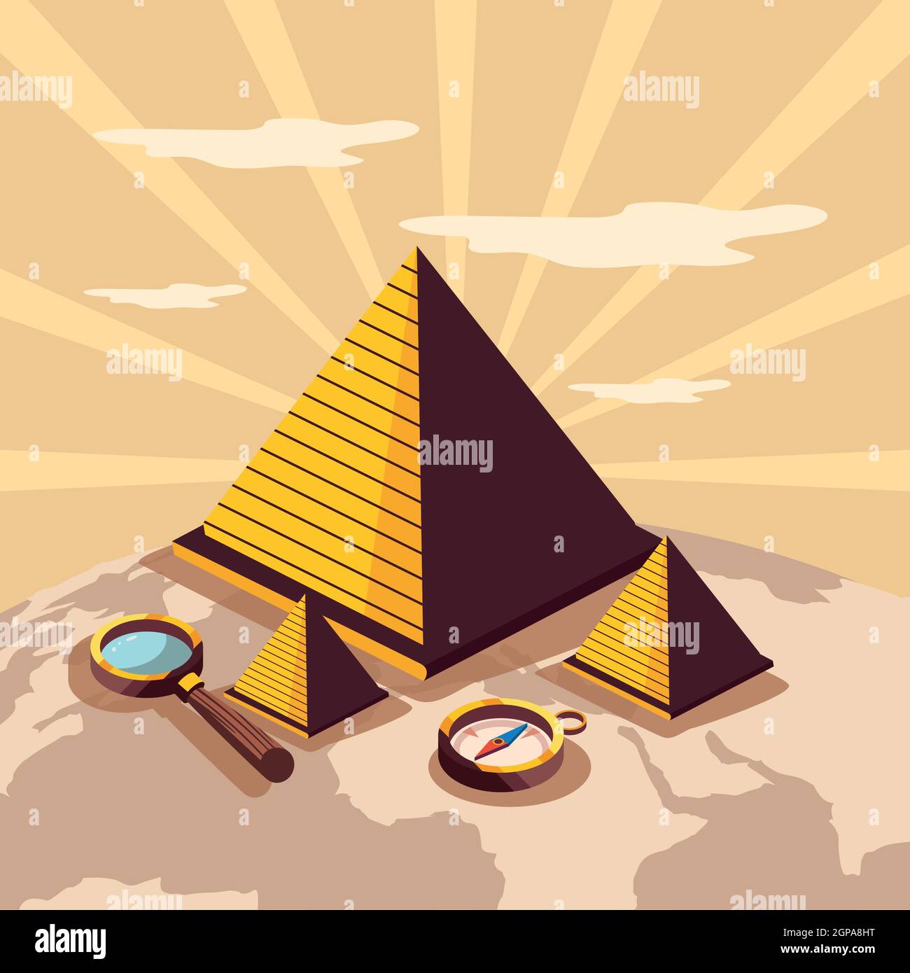 compass lupe and pyramids of geography theme Stock Vector Image & Art ...