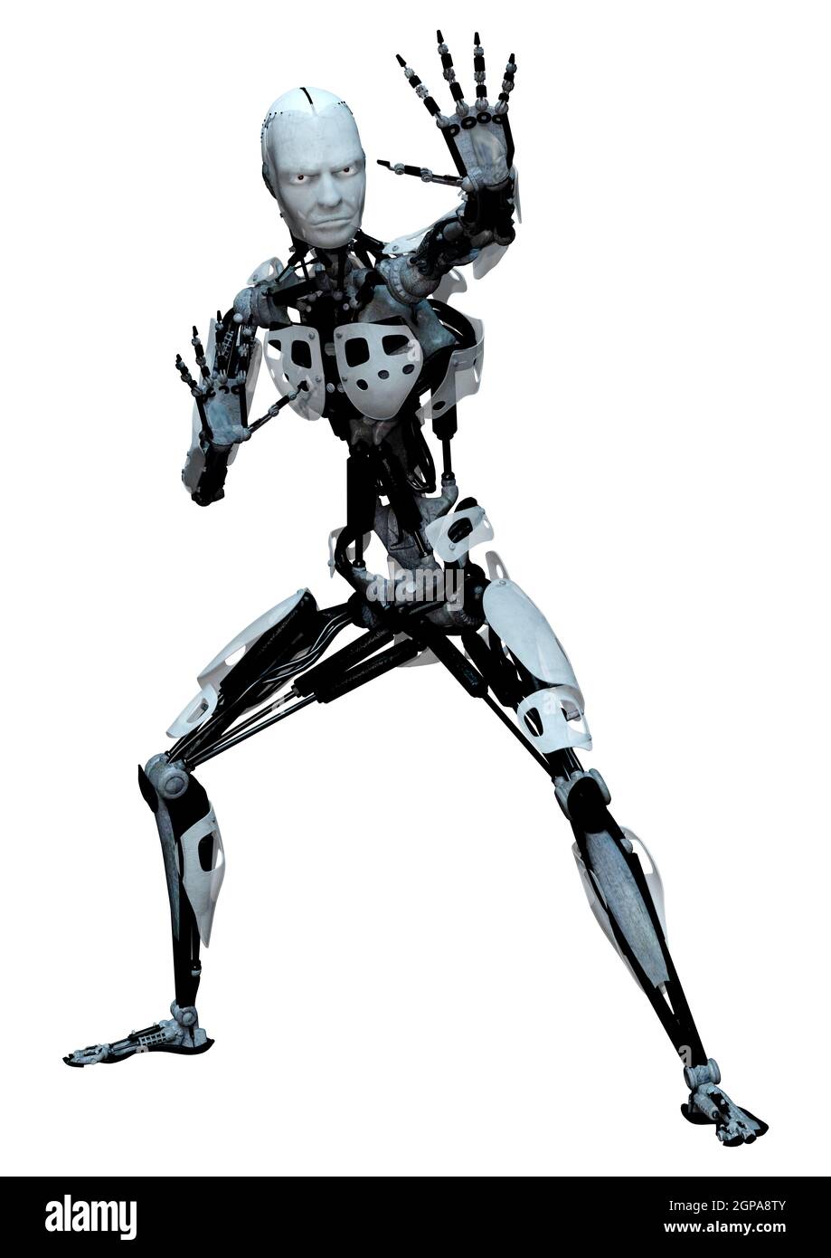 3D rendering of a male robot isolated on white background Stock Photo ...