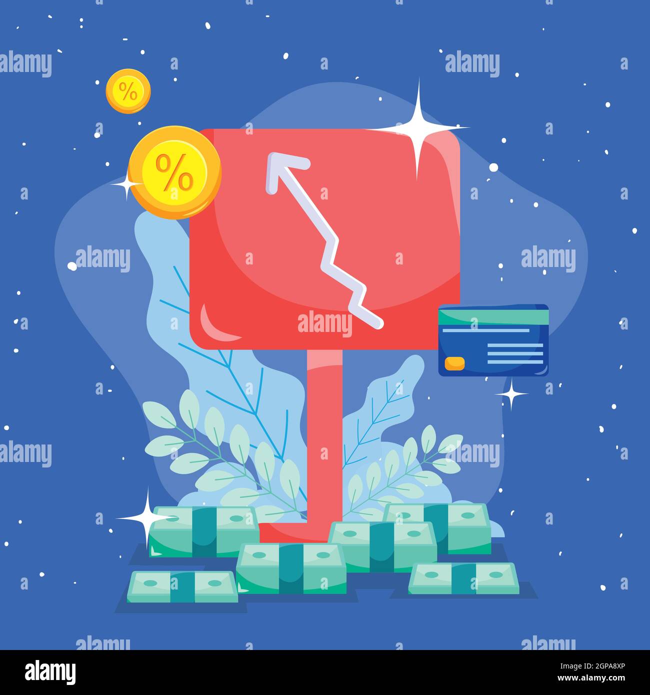 Increase arrow banner with bills of interest theme Stock Vector Image ...