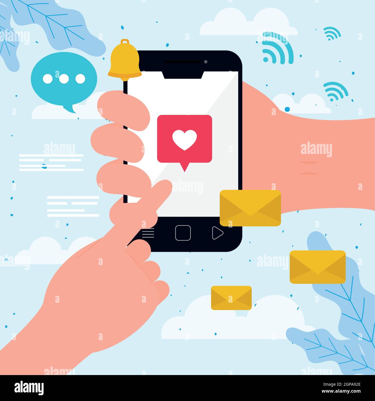 hand pointing smartphone of messaging theme Stock Vector Image & Art ...