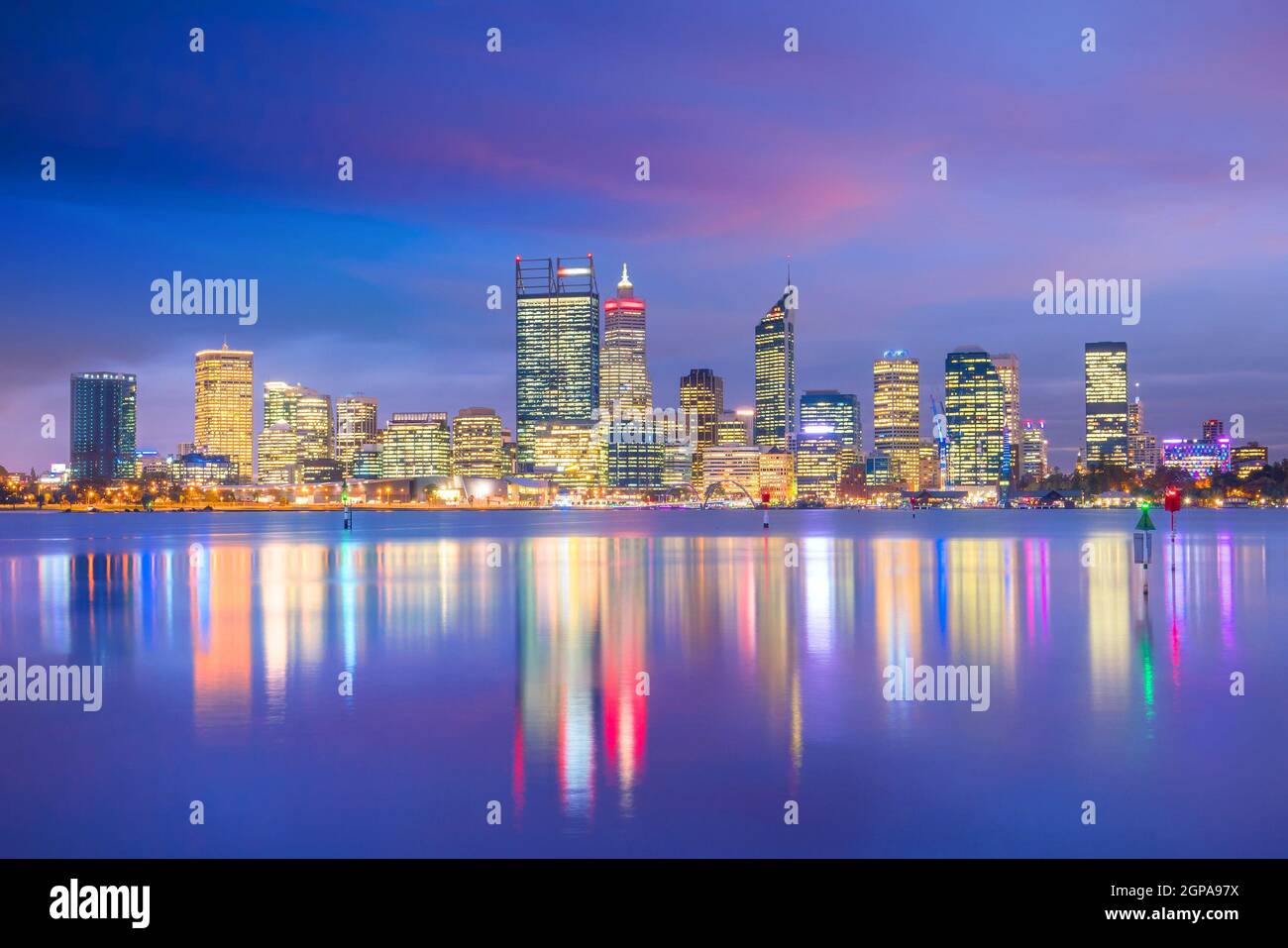 Downtown Perth skyline in Australia at twilight Stock Photo - Alamy