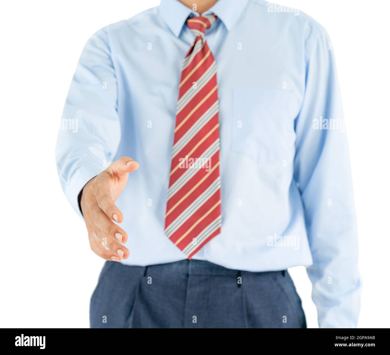 Man wear long sleeve shirt standing in studio shot isolated on white ...