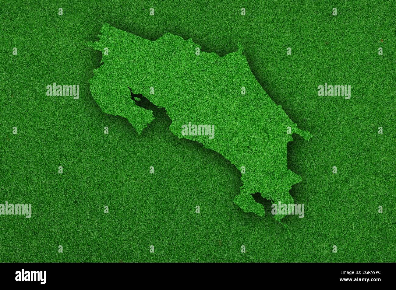 Map of Costa Rica on green felt Stock Photo - Alamy