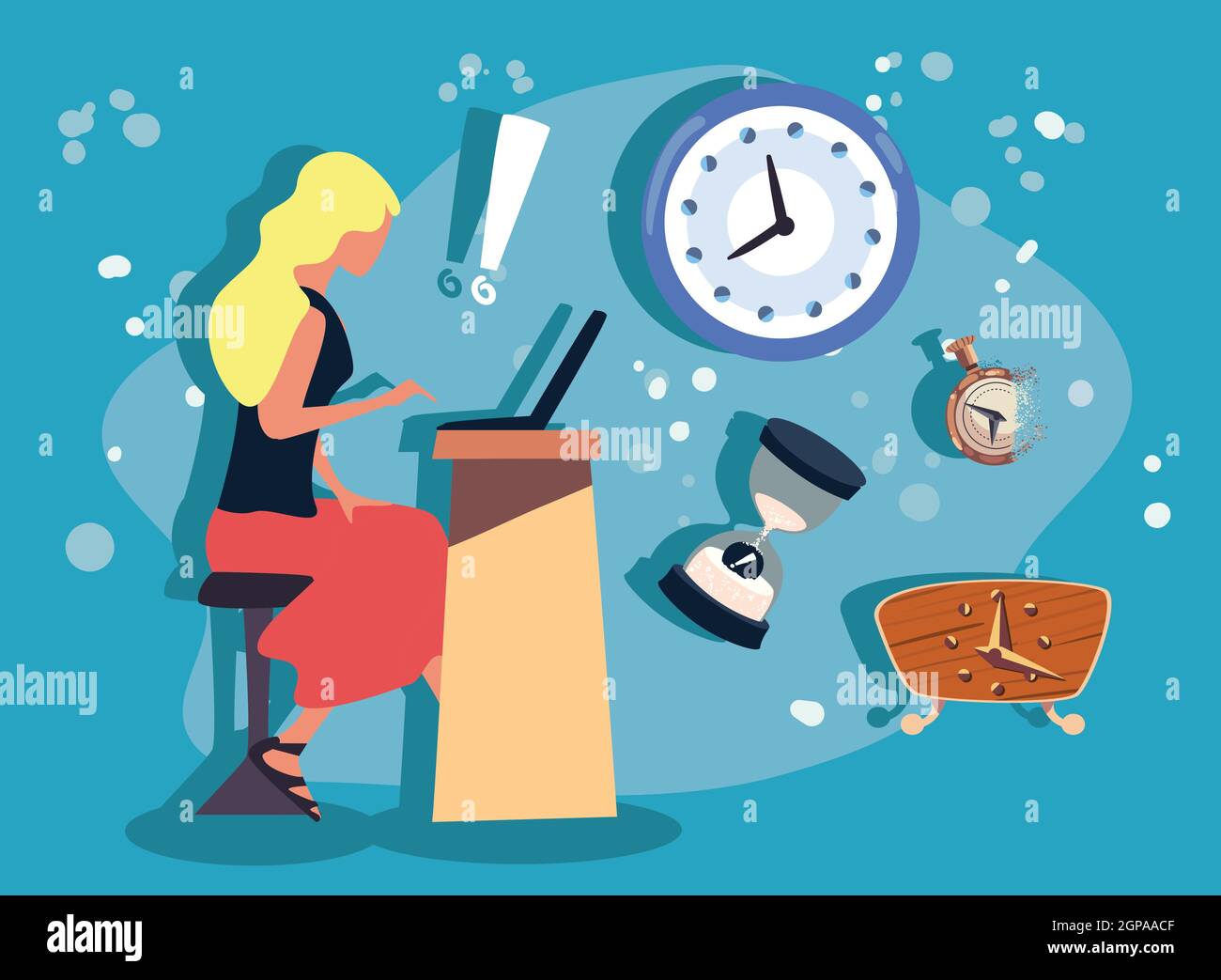 Deadline woman hourglass laptop hi-res stock photography and images - Alamy