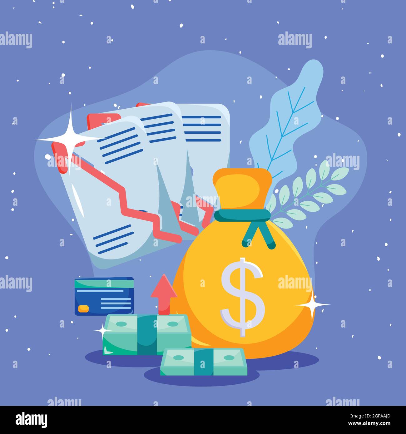 Money bag with documents of interest theme Stock Vector Image & Art - Alamy