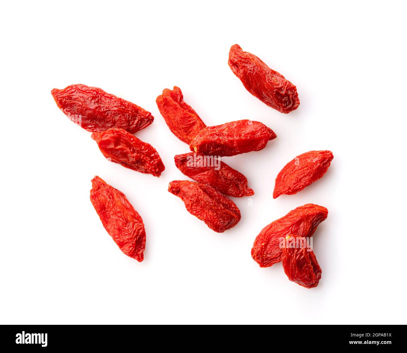 Wolfberries placed on a white background. View from above Stock Photo ...