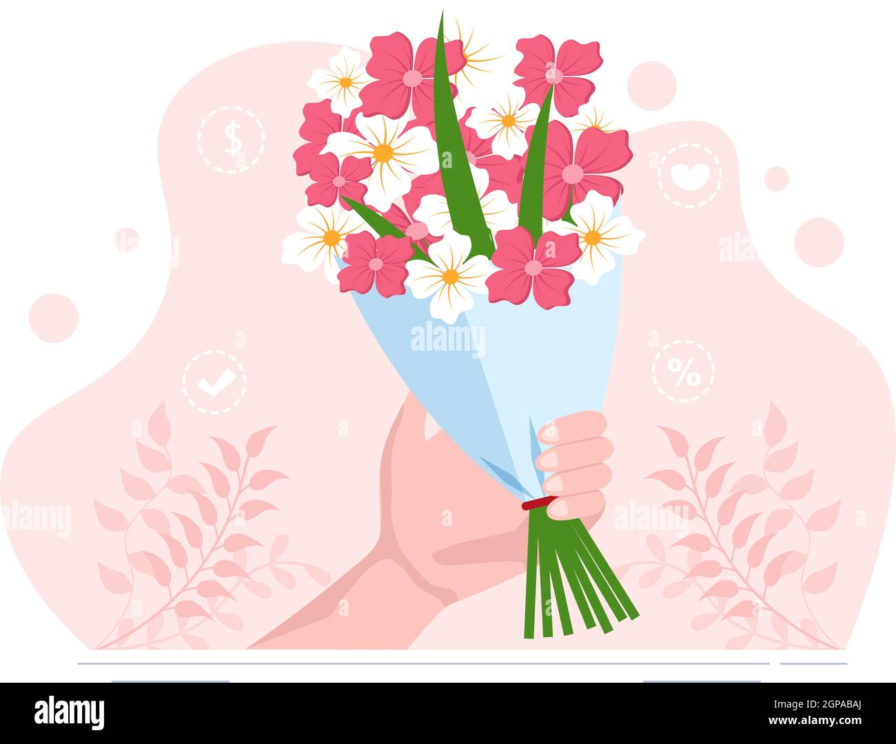 Flower Delivery Service Online Business with Courier Holding a Flowers ...