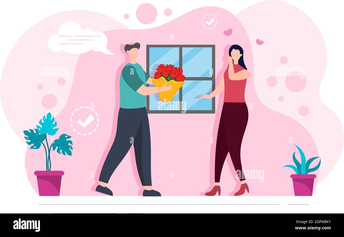 Flower Delivery Service Online Business with Courier Holding a Flowers ...