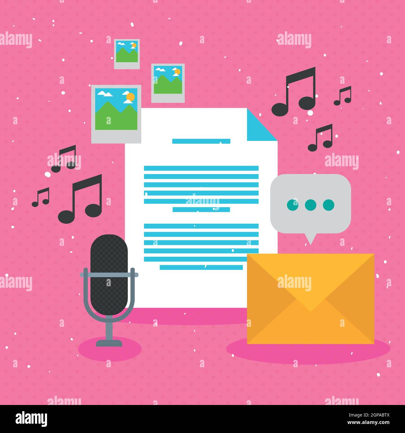 document microphone and envelope of multimedia theme Stock Vector Image ...