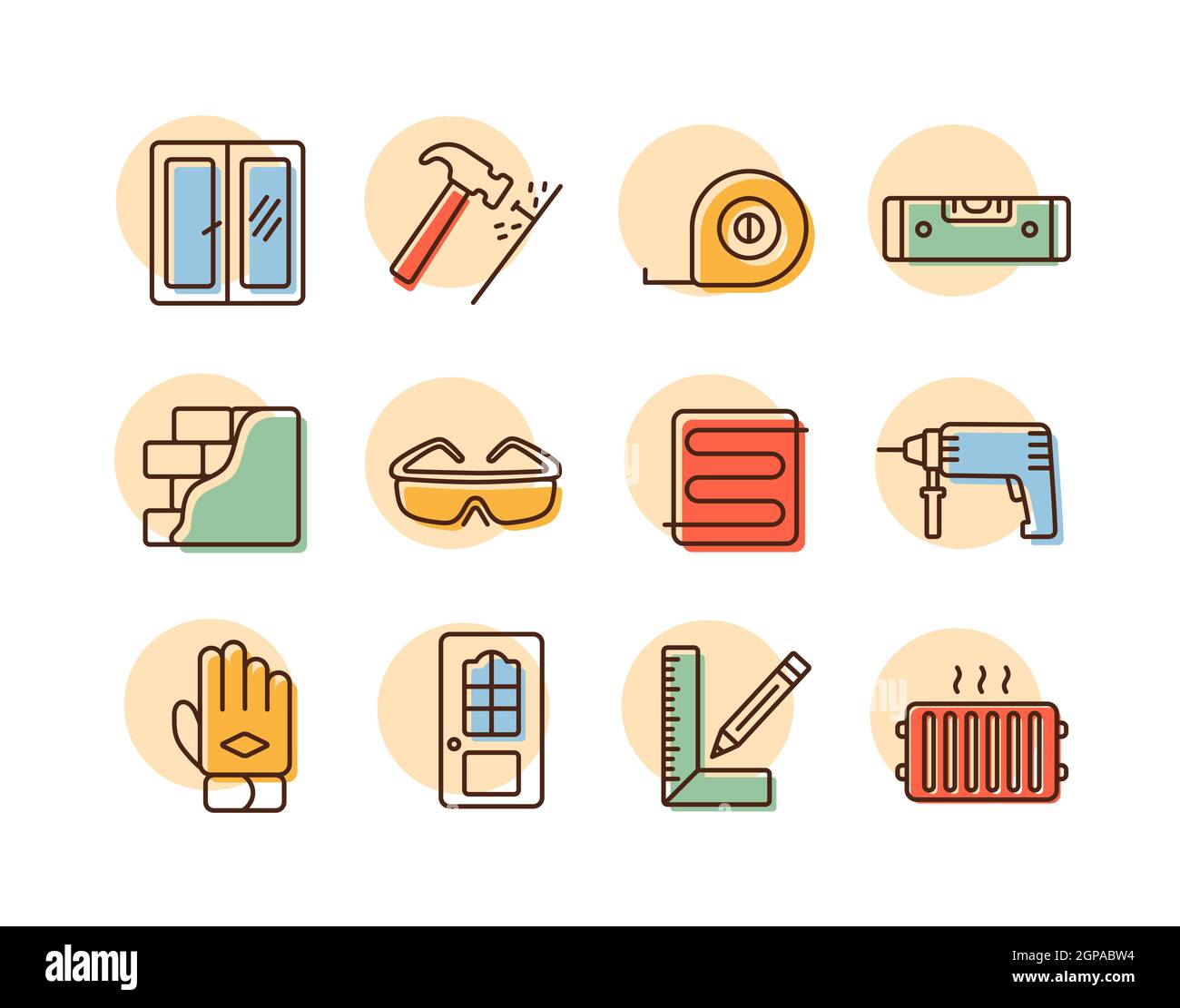 Set of building construction and home repair icons. Graph symbol for ...