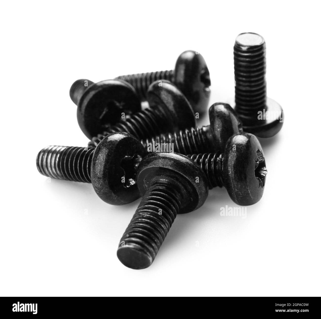 Black bolts on white background Stock Photo - Alamy