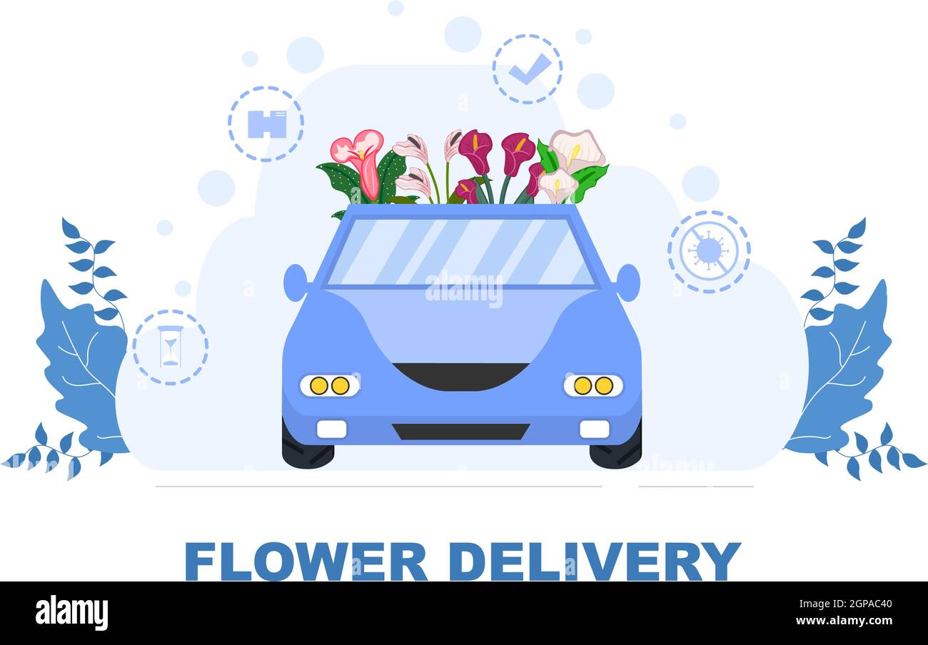 Flower Delivery Service Online Business with Courier Holding a Flowers ...