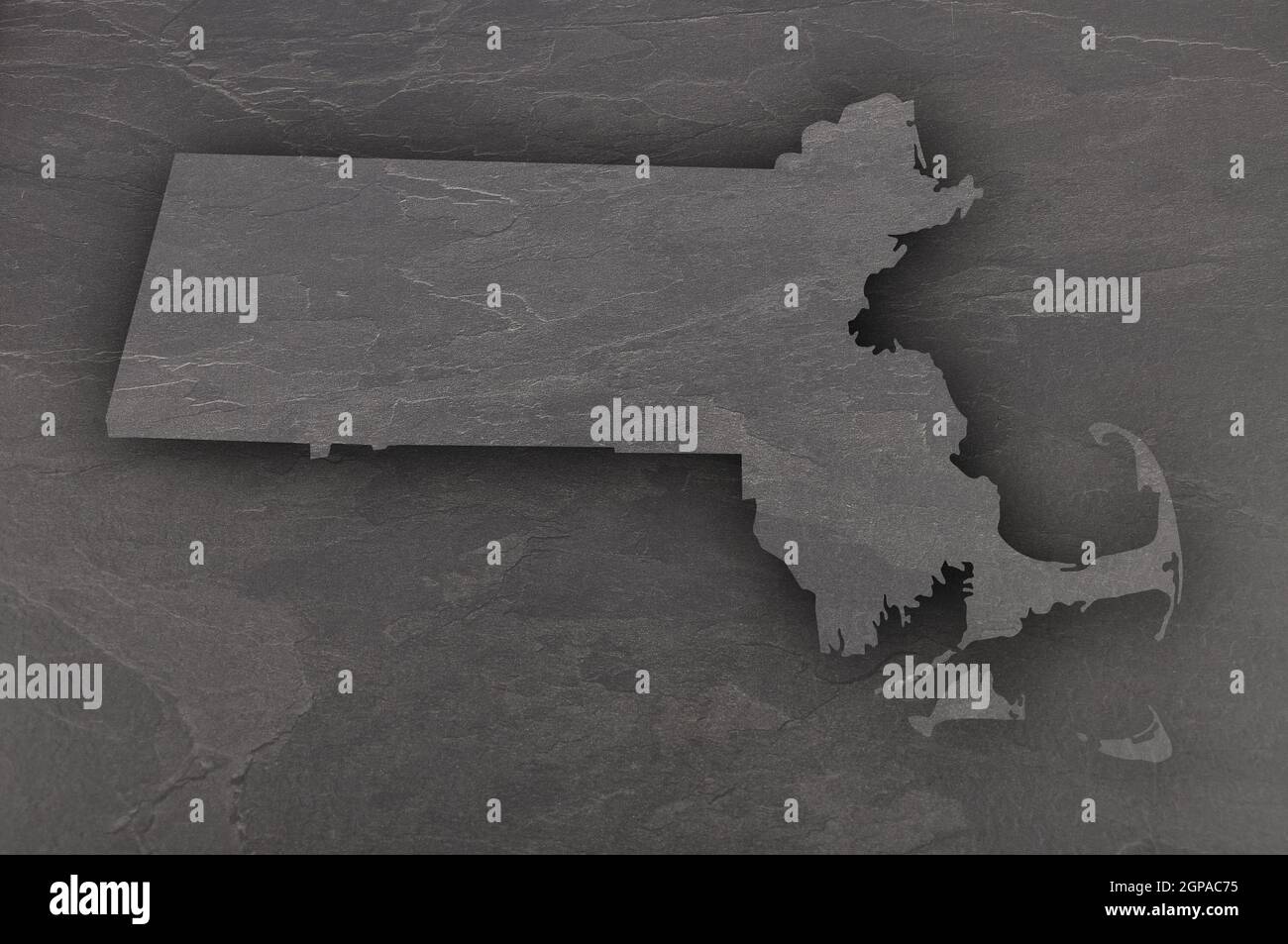 Map of Massachusetts on dark slate Stock Photo - Alamy