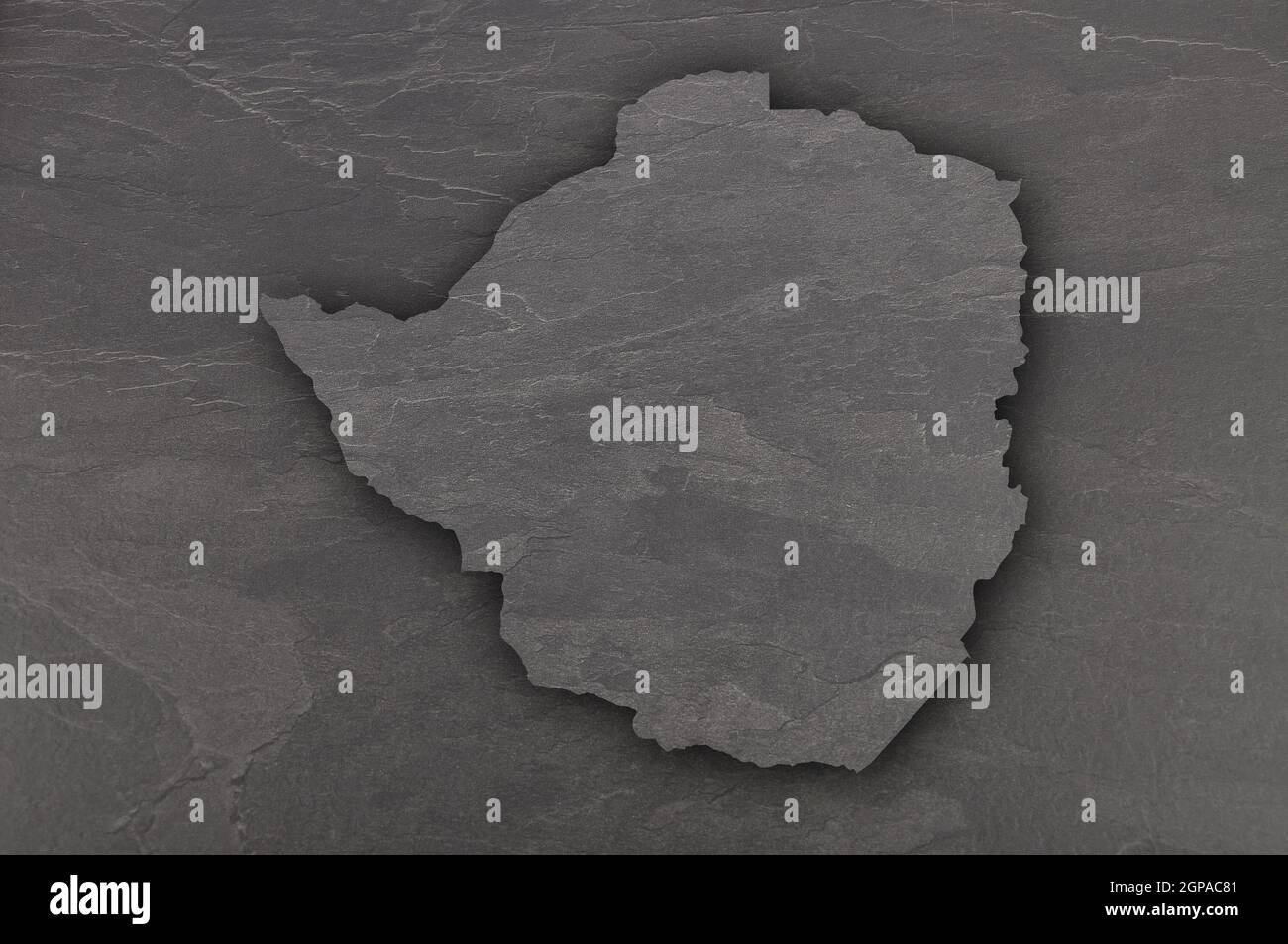 Map of Zimbabwe on dark slate Stock Photo - Alamy