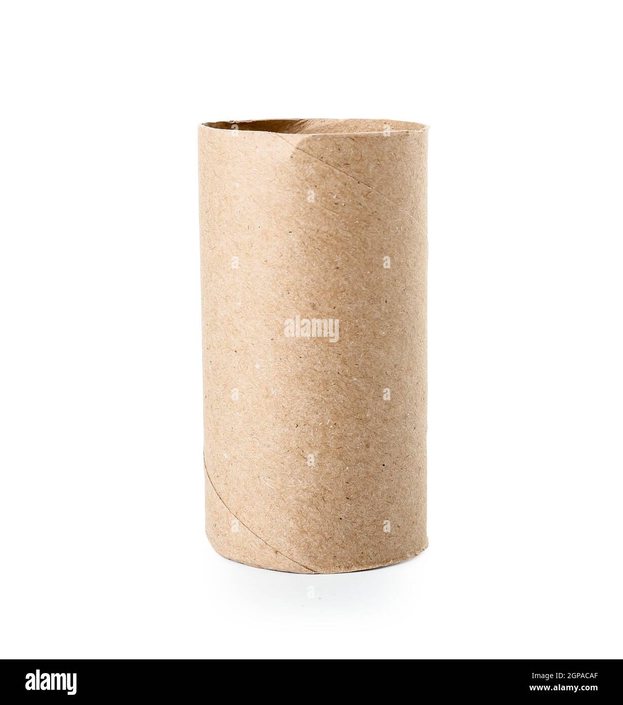 Empty cardboard toilet roll tube on white background Stock Photo - Alamy