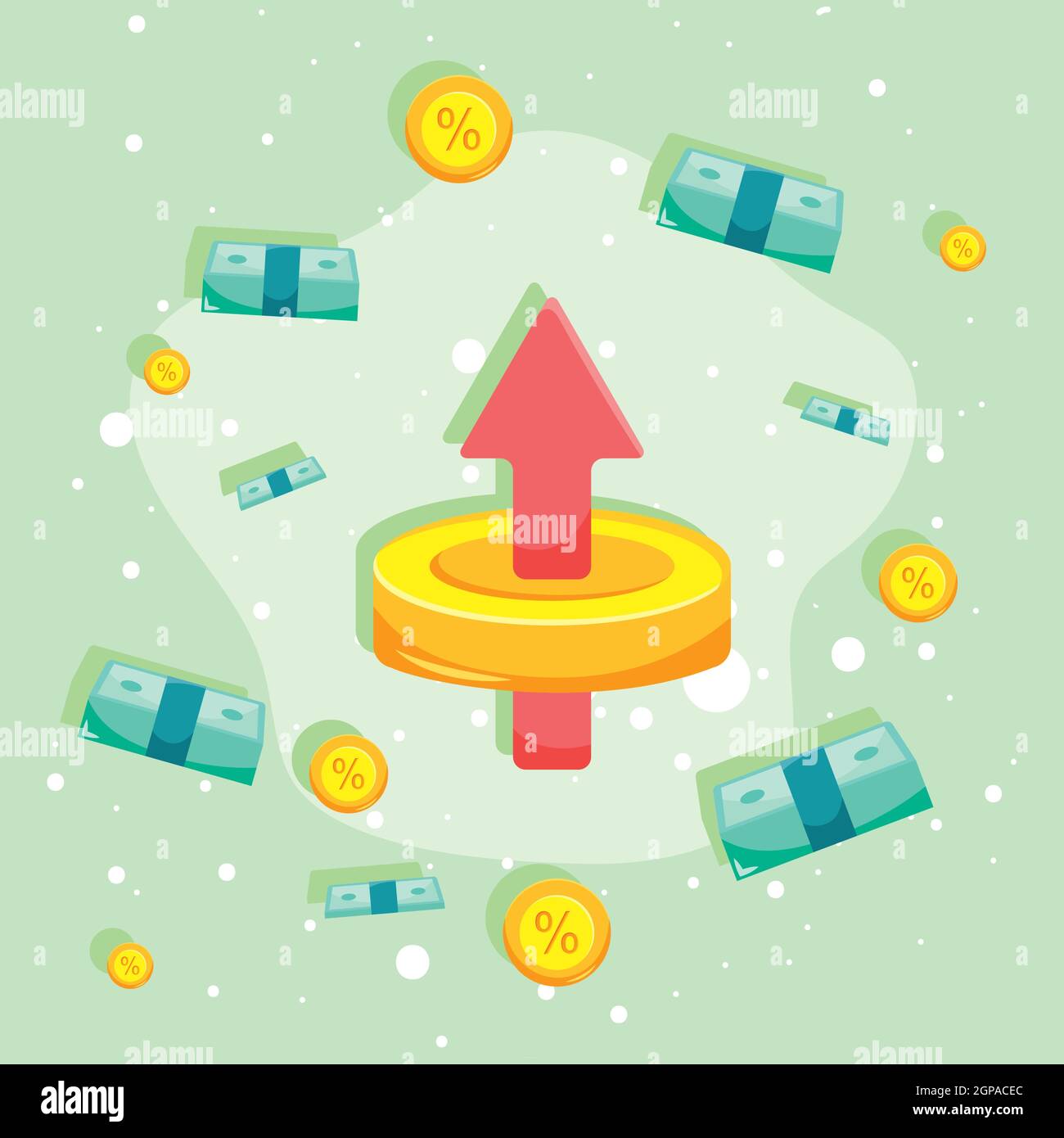 Coins and bills with arrow of interest theme Stock Vector Image & Art ...