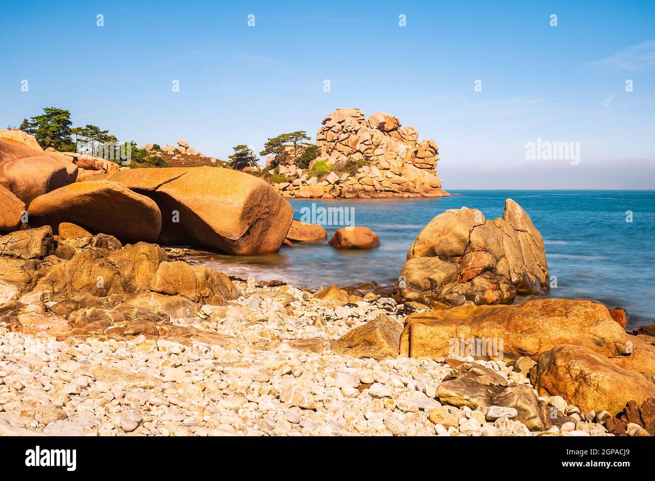 Atlantic ocean coast in Brittany near Ploumanach, France Stock Photo ...