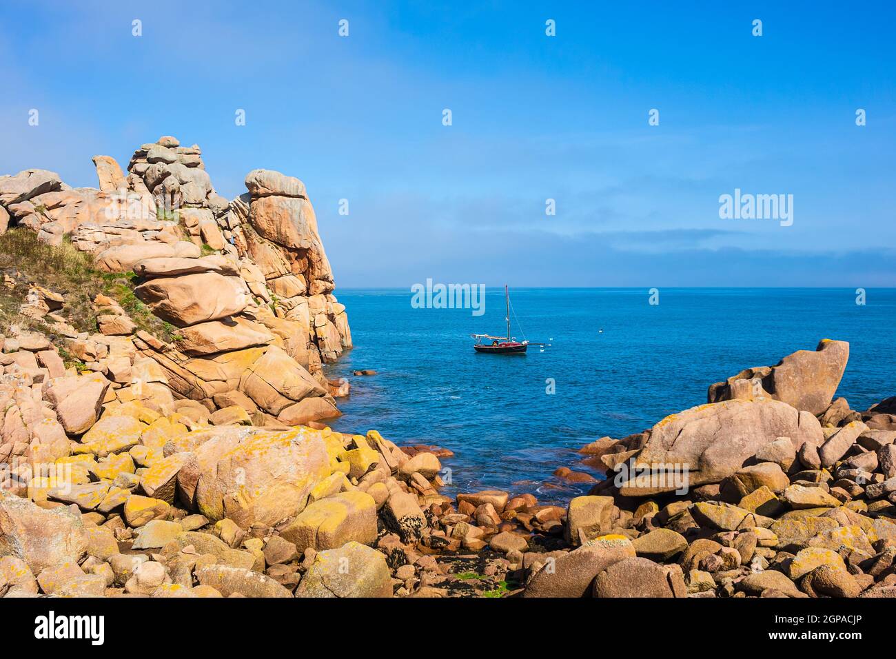 Atlantic ocean coast in Brittany near Ploumanach, France Stock Photo ...