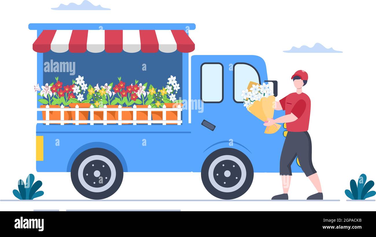 Flower Delivery Truck Clipart