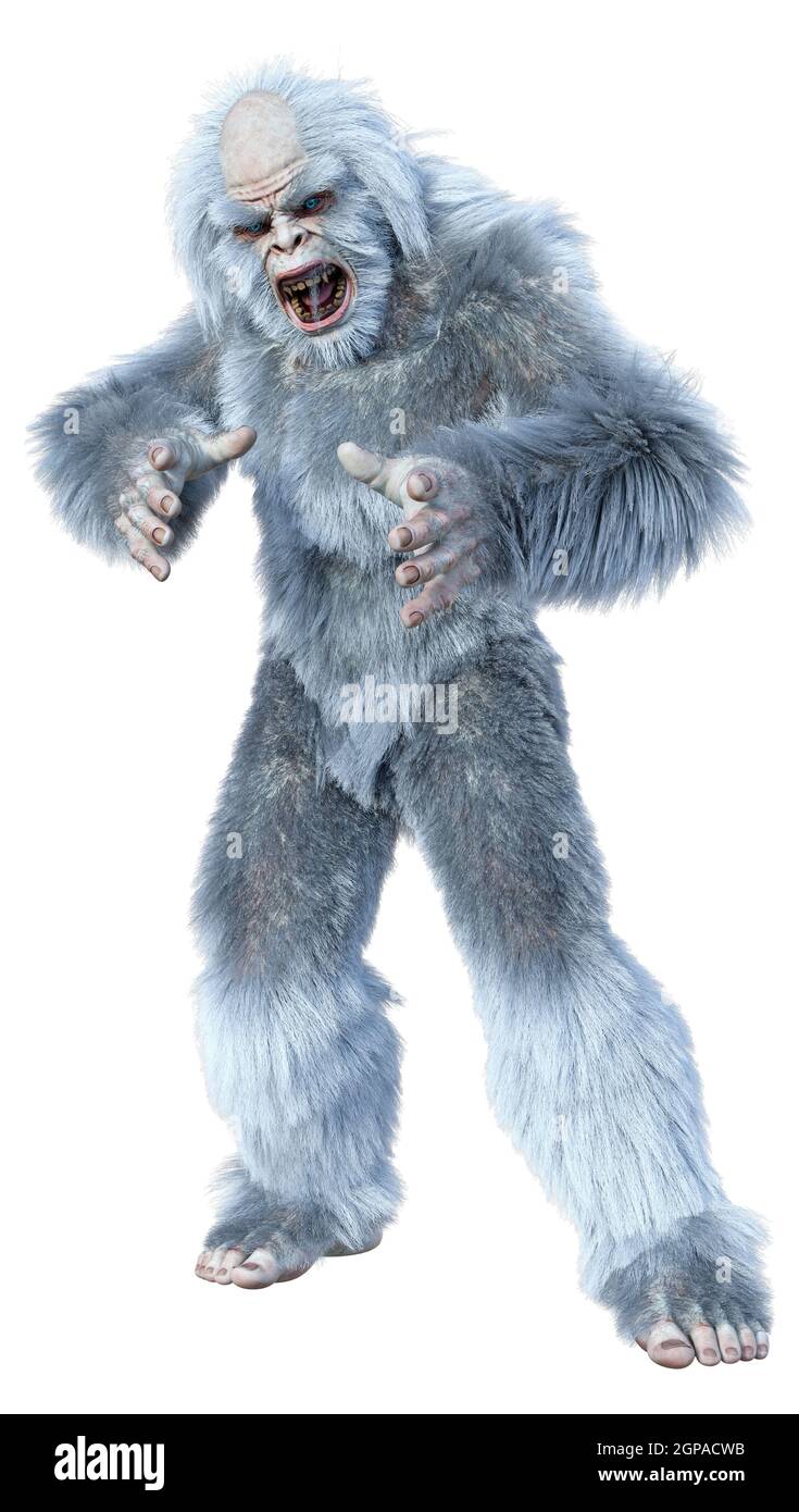 3D rendering of a fantasy creature yeti isolated on white background ...