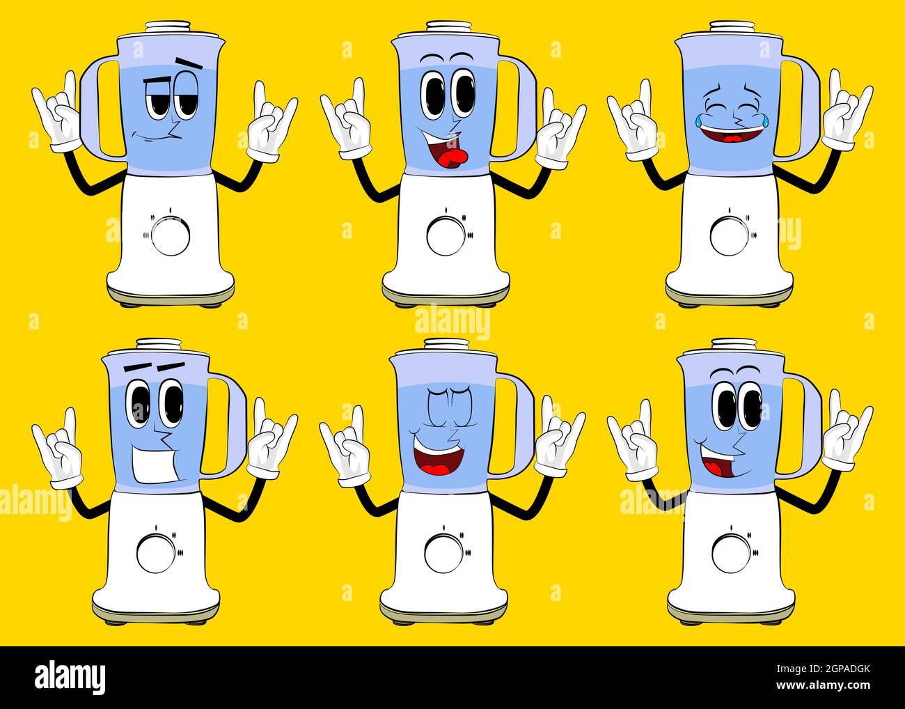 Food Blender with hands in rocker pose as a cartoon character with face ...