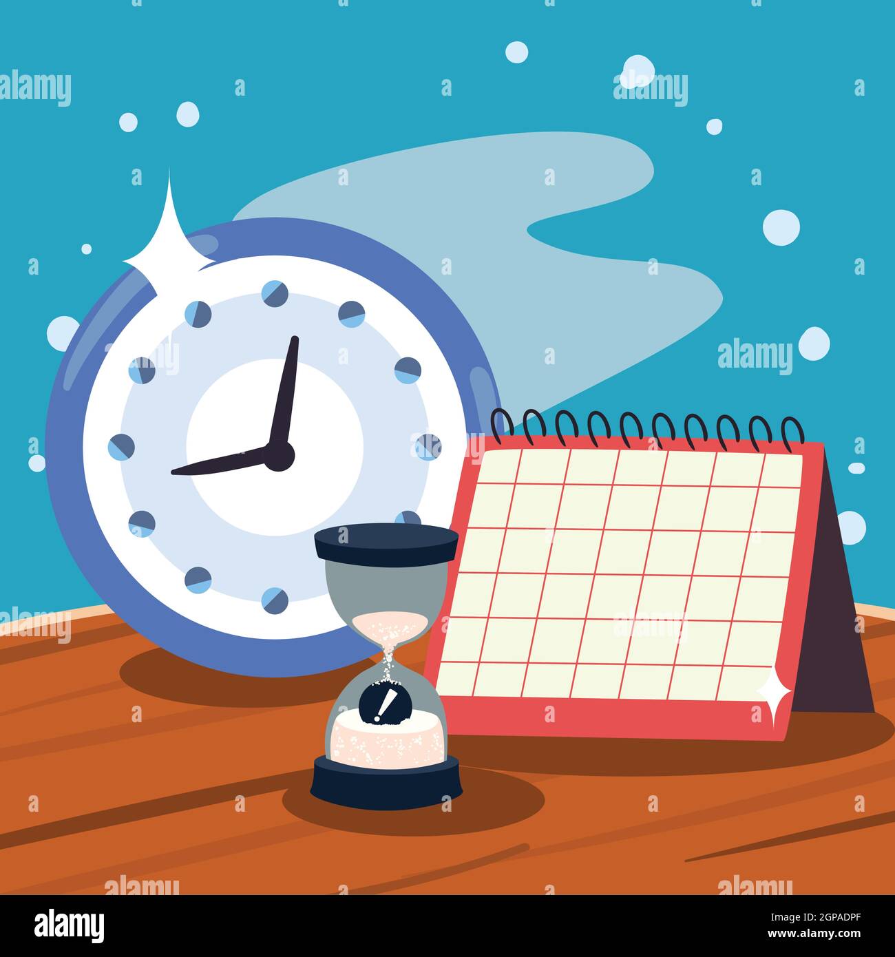clock calendar and sand hourglass of deadline theme Stock Vector Image ...