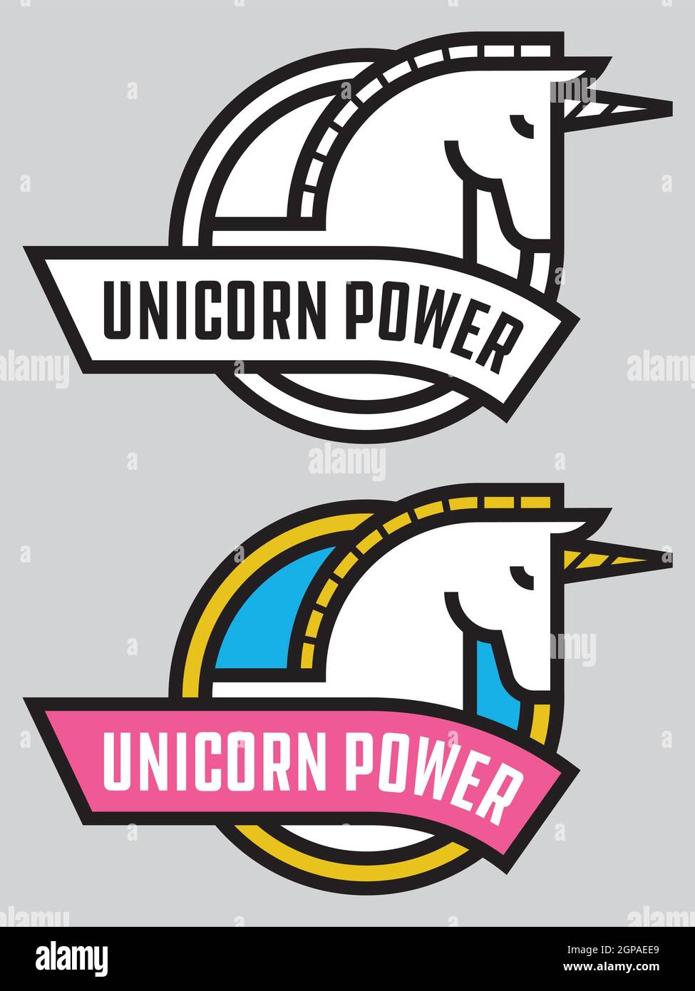 Unicorn Power vector badge or logo. Cute vector illustration of ...
