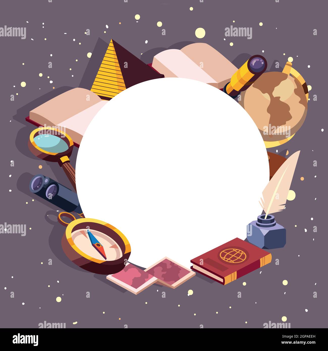 Geography label with icon set on purple background Stock Vector Image ...