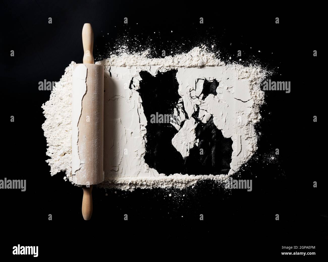 Bake background with free space for text. Roll the pins and flour on ...