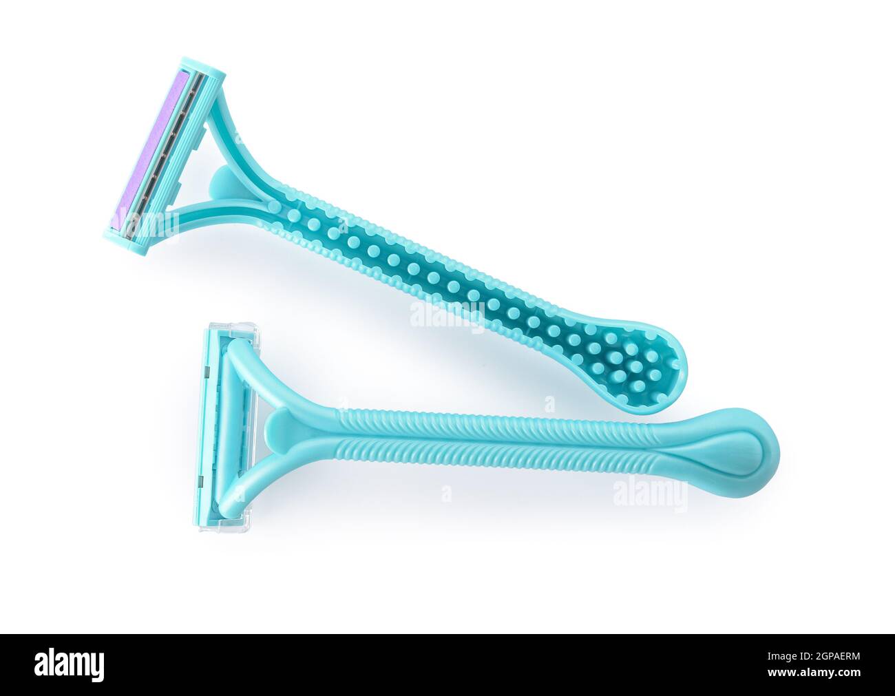 Safety razors on white background Stock Photo - Alamy