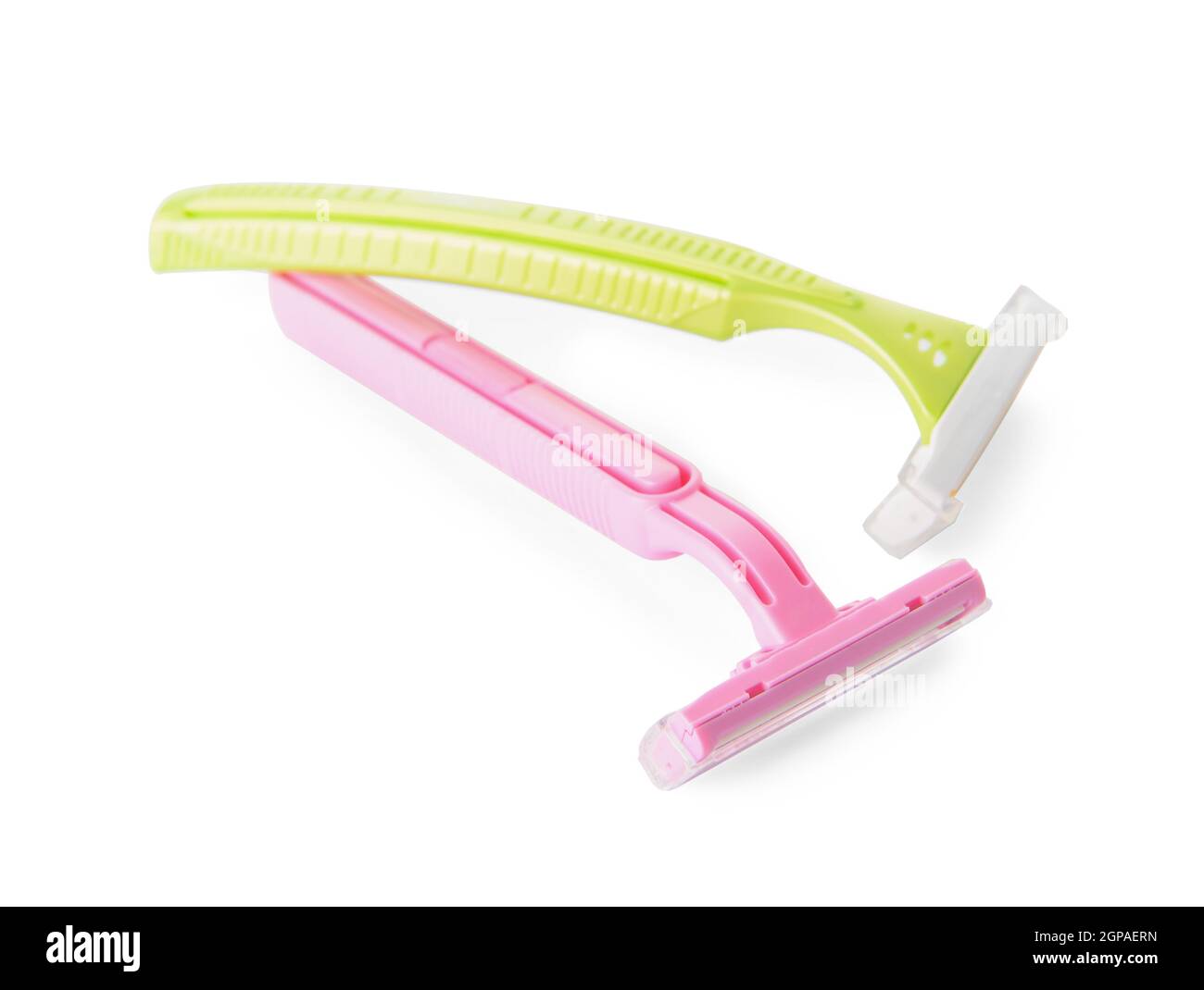 Two razors for hair removal on white background Stock Photo - Alamy