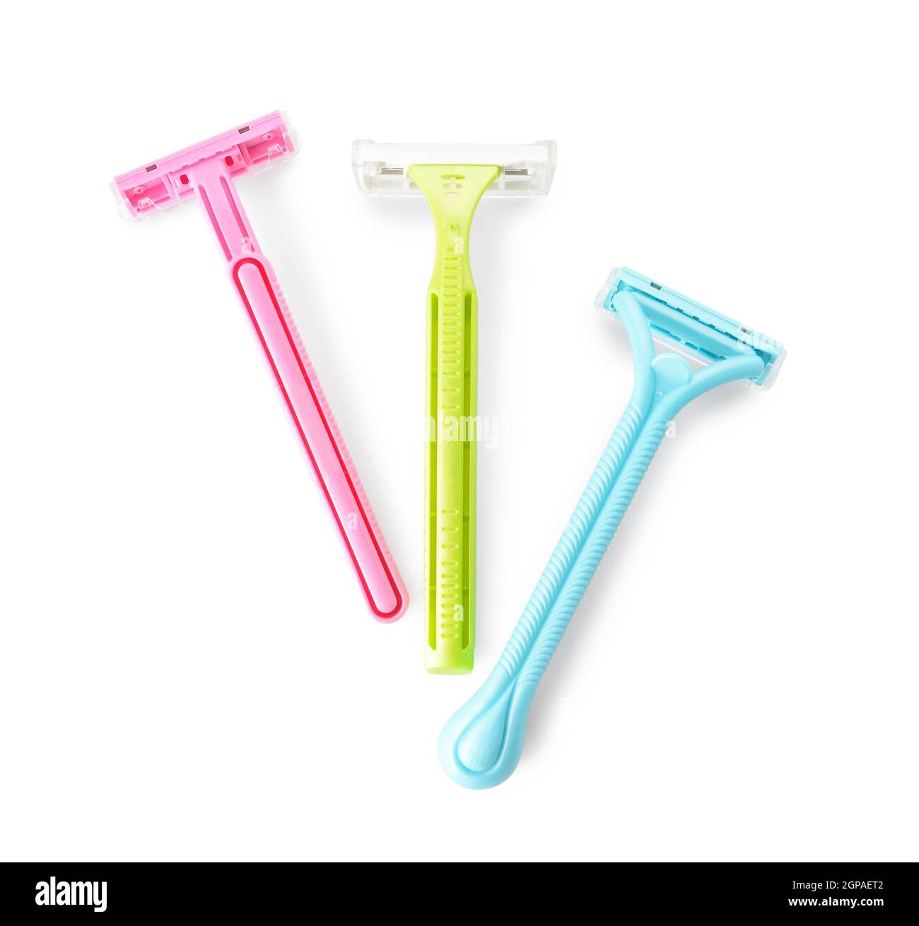 Different razors for hair removal on white background Stock Photo - Alamy