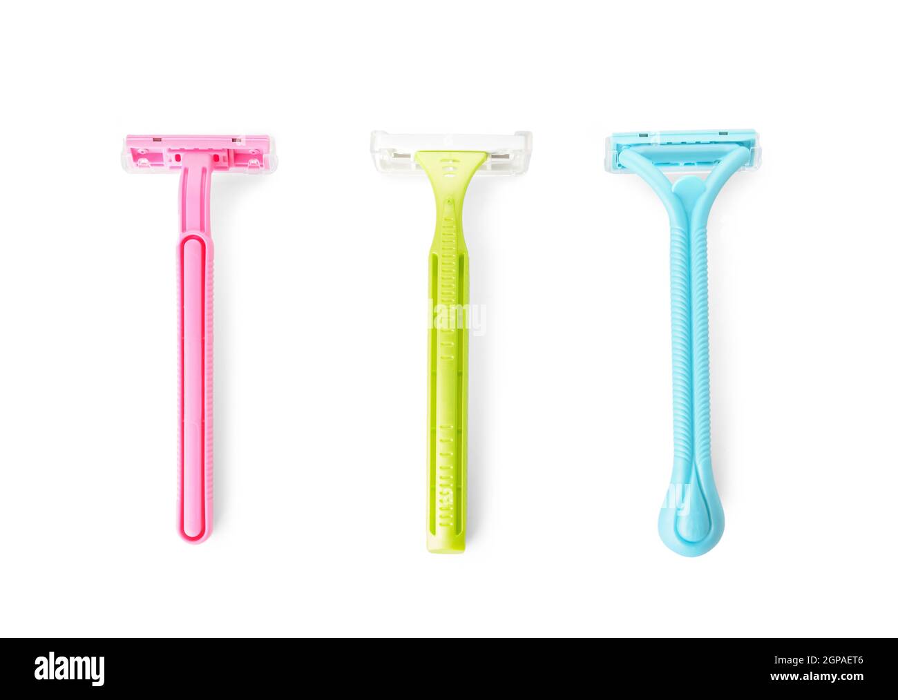 Different razors for hair removal on white background Stock Photo - Alamy