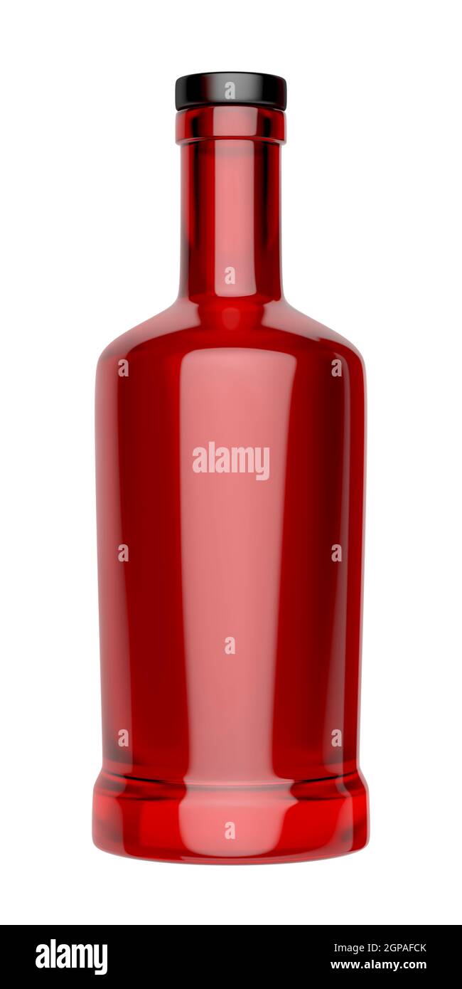 Front view of red liqueur bottle, isolated on white background Stock ...