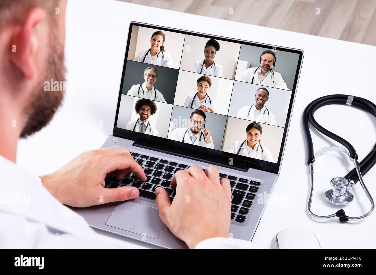Medical Doctor Online Elearning Video Conference Technology Stock Photo ...