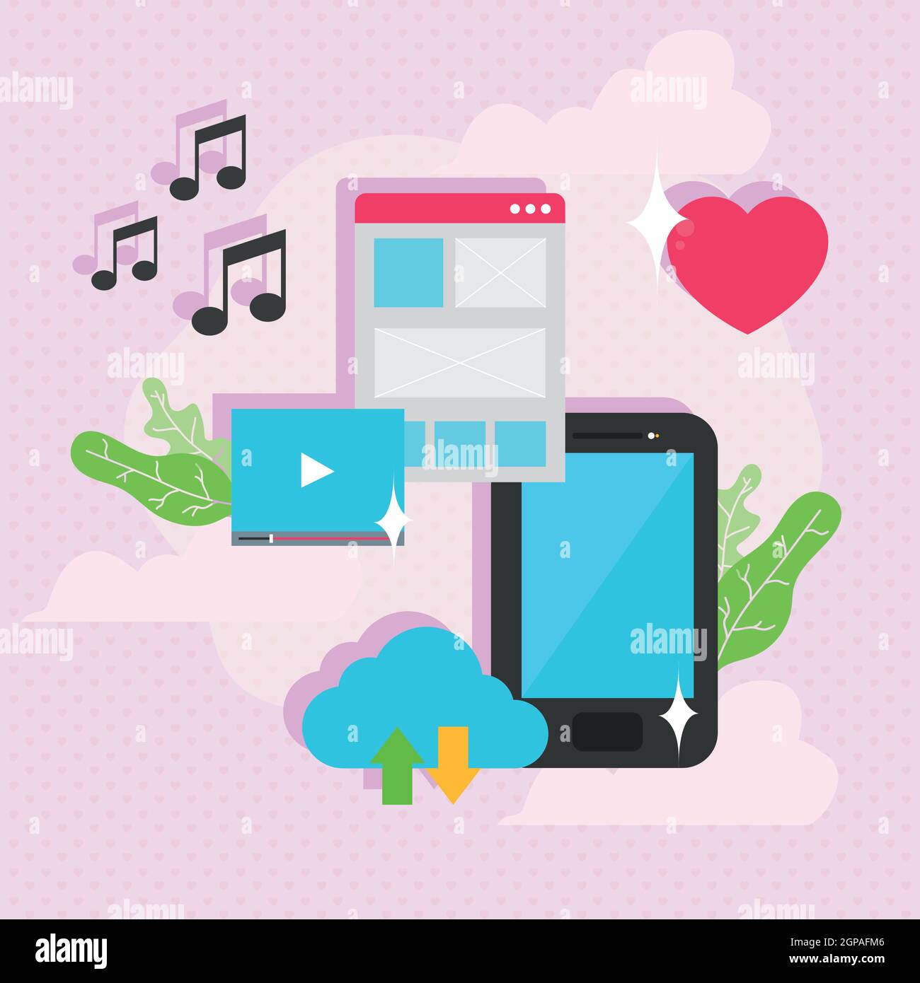 Smartphone and icon set of multimedia theme Stock Vector Image & Art ...