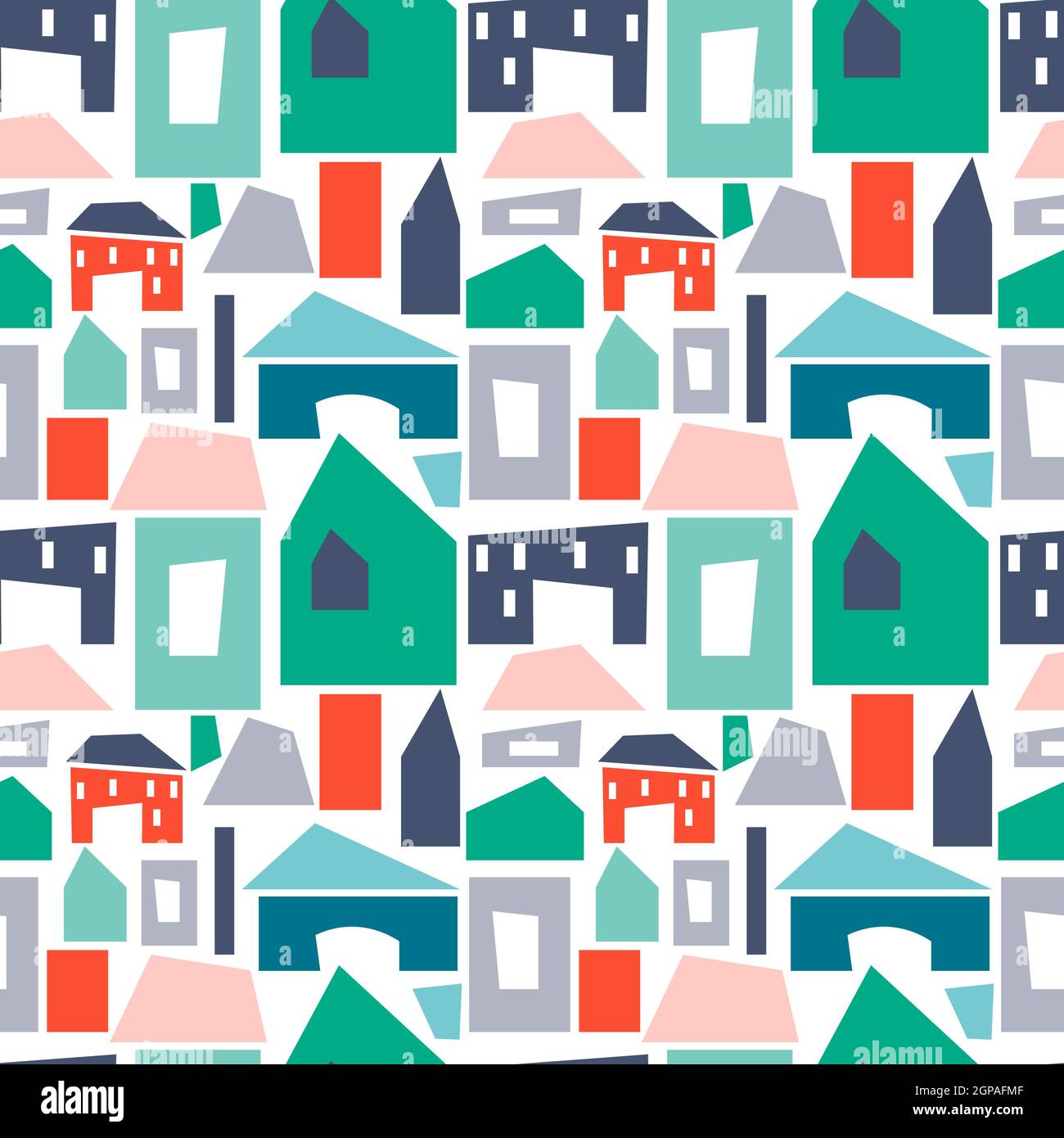 Pattern with abstract houses. City landscape. Vector drawing on a white ...