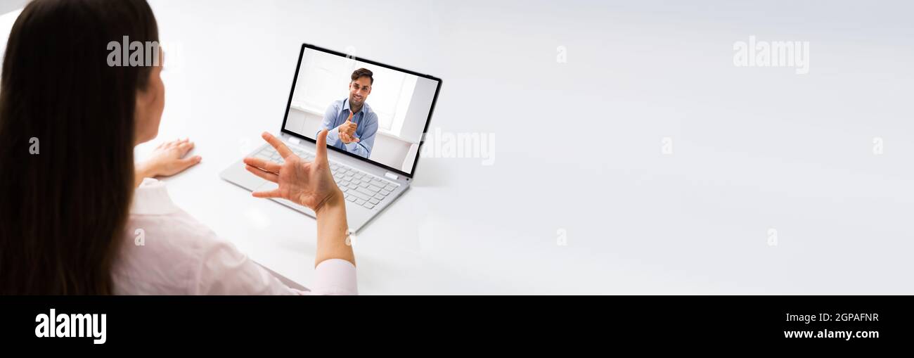 Sign Language Deaf Disabled People Video Conference Stock Photo - Alamy