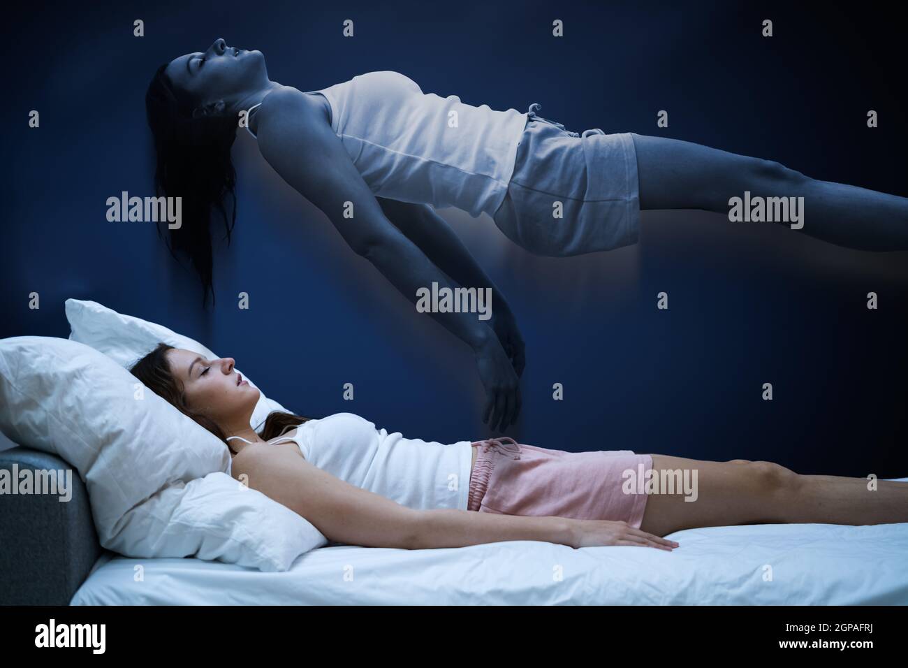 Woman Ghost Or Spirit Nightmare. Dead Body And Soul Stock Photo - Alamy