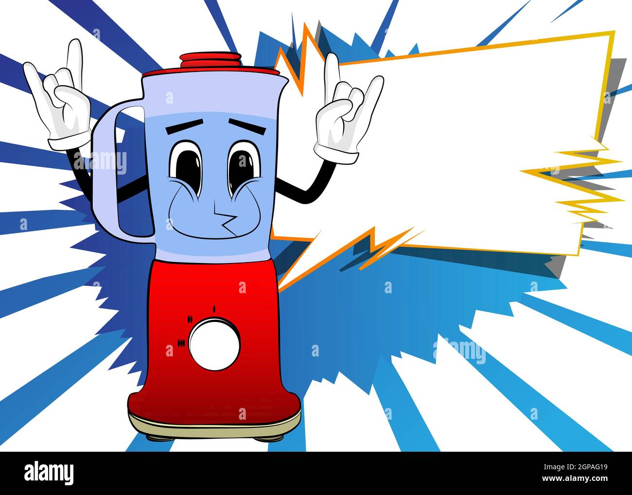 Food Blender with hands in rocker pose as a cartoon character with face ...