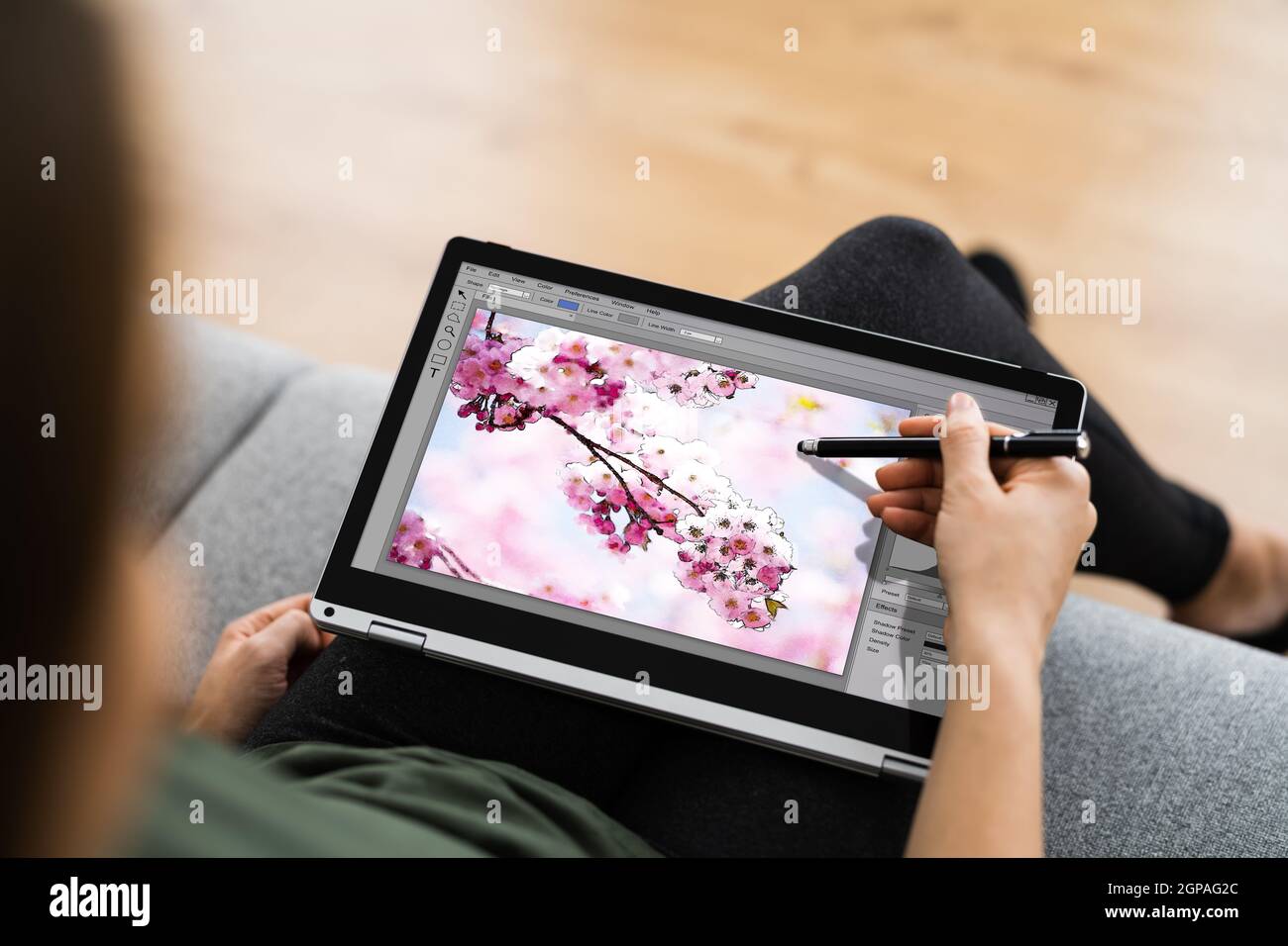 Graphic Artist Designer Drawing Sketch On Tablet Stock Photo - Alamy