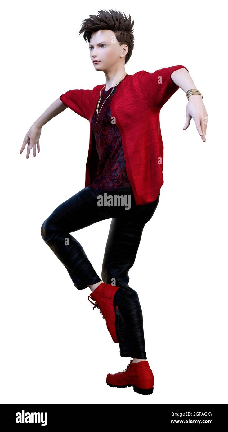 3D rendering of a teenager boy dancing isolated on white background ...