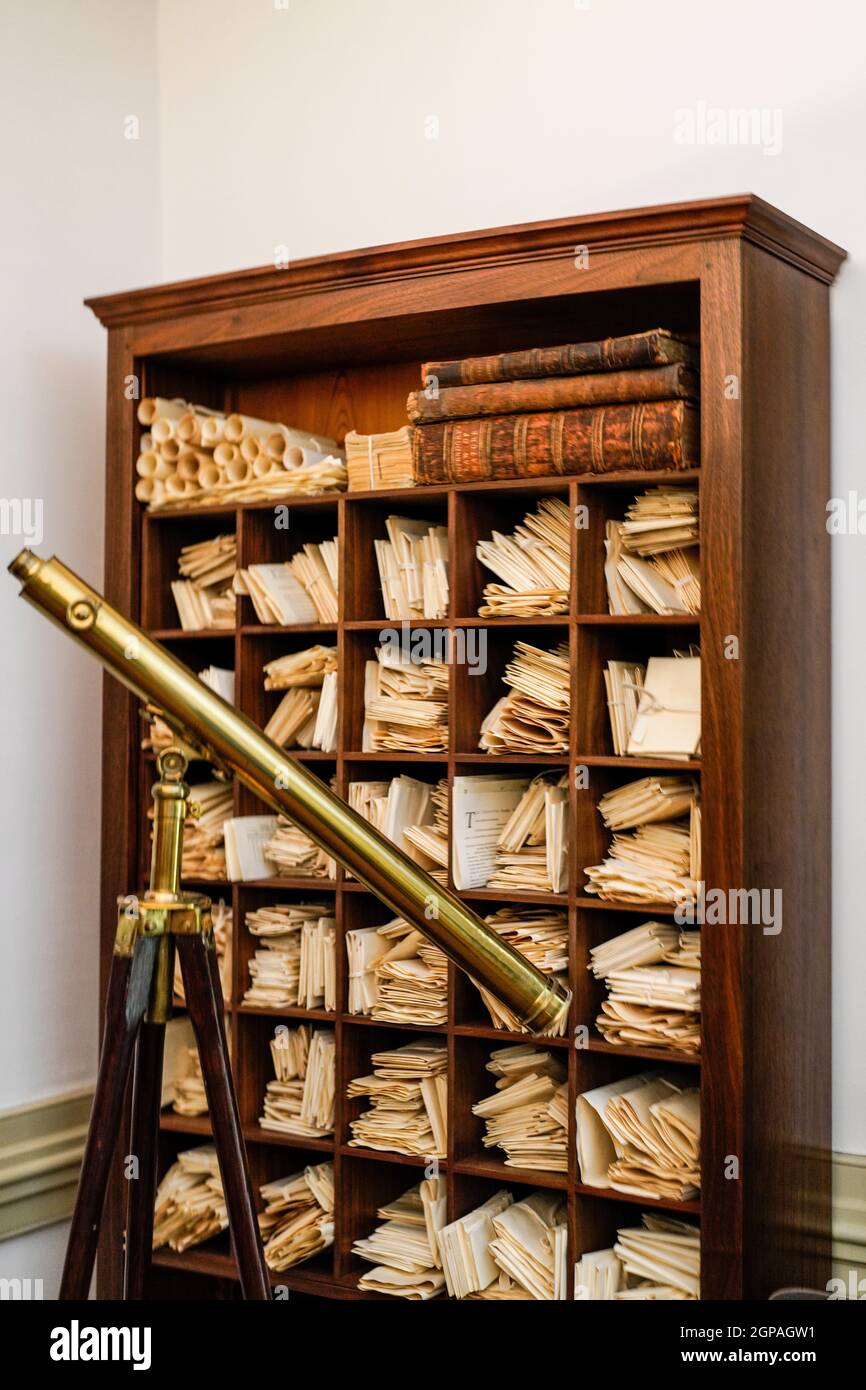 Telescope and document cabinet inside Montpelier, James and Dolly ...