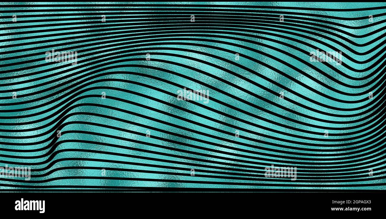 Turquoises blue gold wave lines pattern. Abstract turquoise gold wave ...